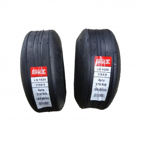 TWO New 11X4.00-5 Air-Loc P508 Smooth Ribbed Tires 4 ply TL