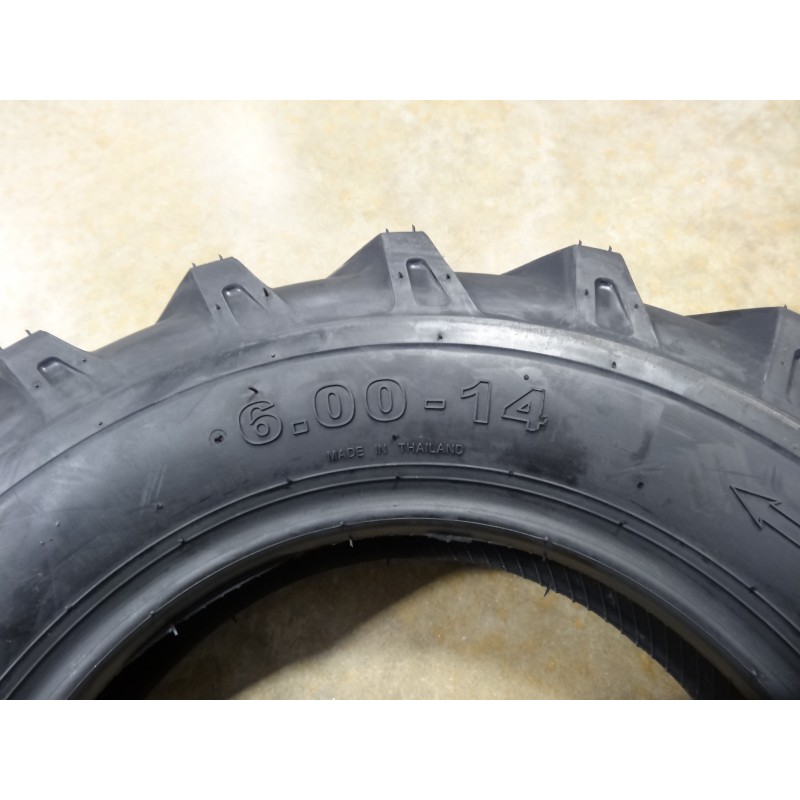 TWO 6.00-14 Deestone D402 Tractor Lug Tires 6 ply TT WITH Tubes