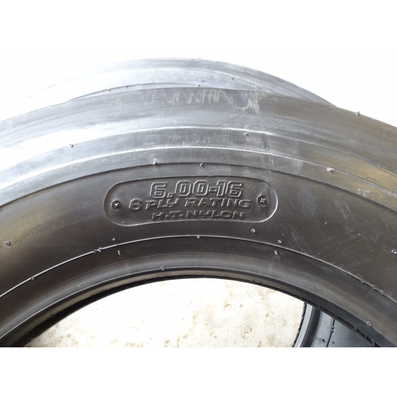 TWO New 6.00-16 Deestone D401 Tri-Rib Front Tractor Tires 6 ply WITH Tubes