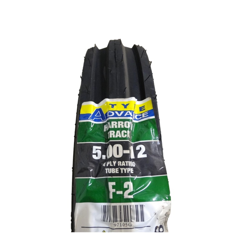 TWO 5.00-12 Advance Harrow Track Tri-Rib 3 Rib Front Tractor Tires WITH ...