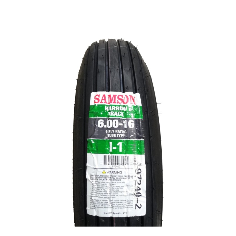 TWO New 6.00-16 Samson I-1 Rib Implement Tires 6 ply WITH Tubes